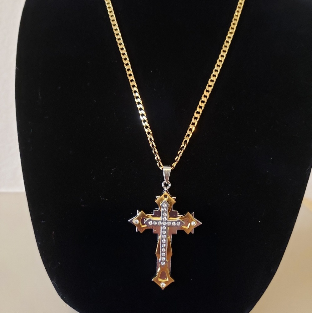 24 K Gold Cross Necklace - Gem